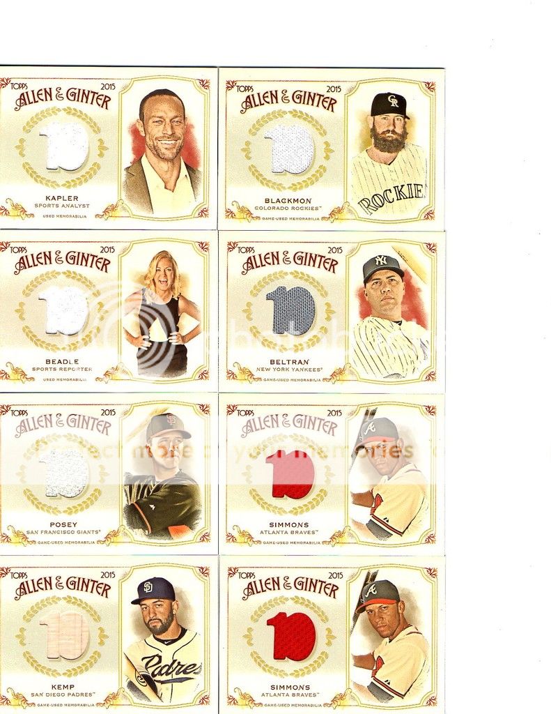 2015 Allen & Ginter Relic Jersey, Bat LOT of (45) Aaron Paul Val Kilmer ...